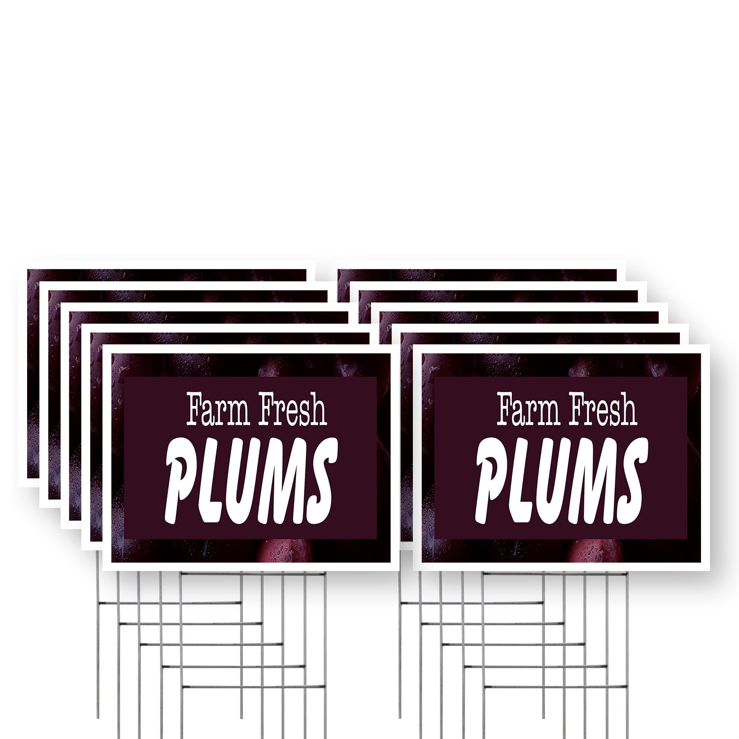 Farm Fresh Plums Yard Sign 10 Pack of 12 Inch x 16 Inch Double Sided ...