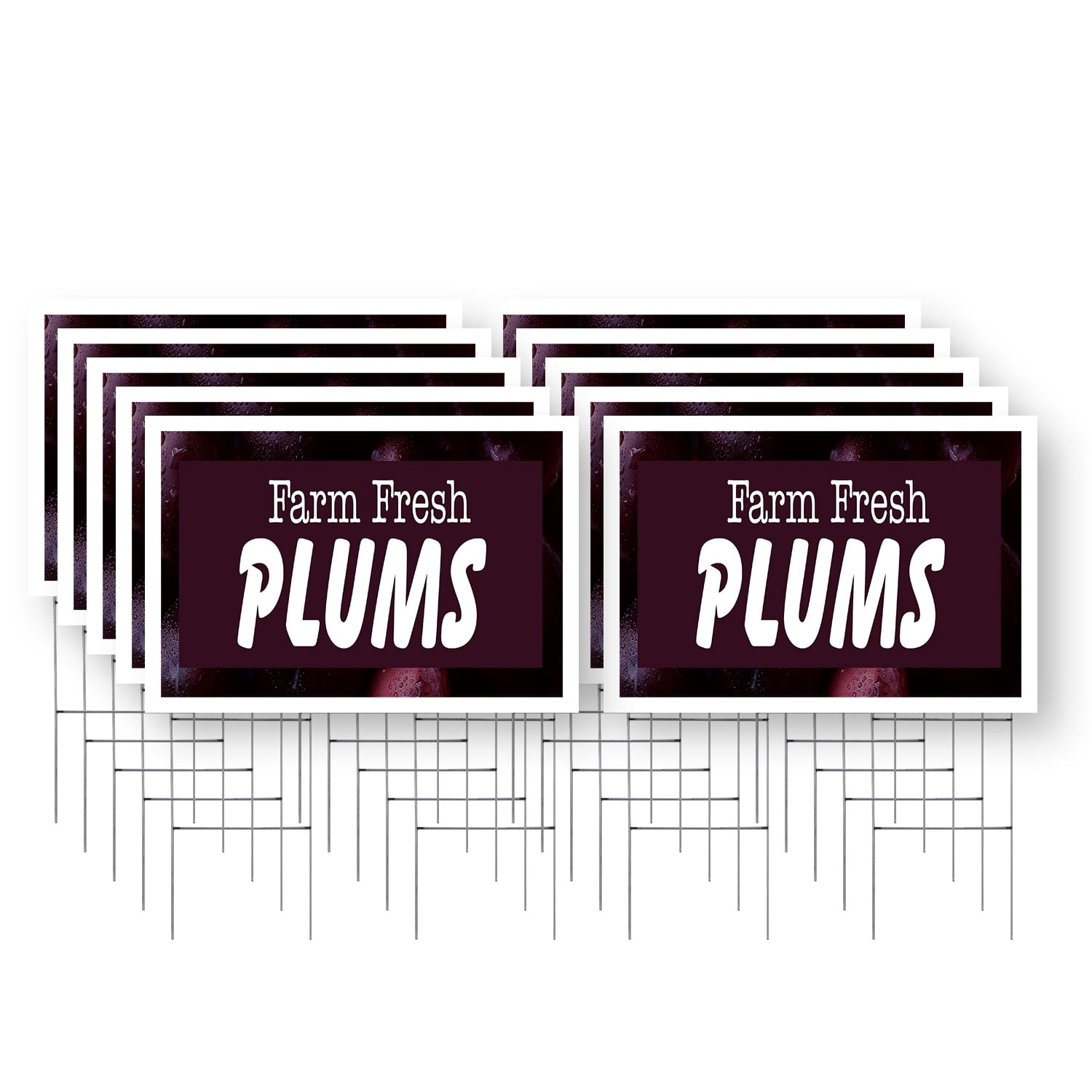 Farm Fresh Plums Yard Sign 10 Pack of 24 Inch x 36 Inch Double Sided ...