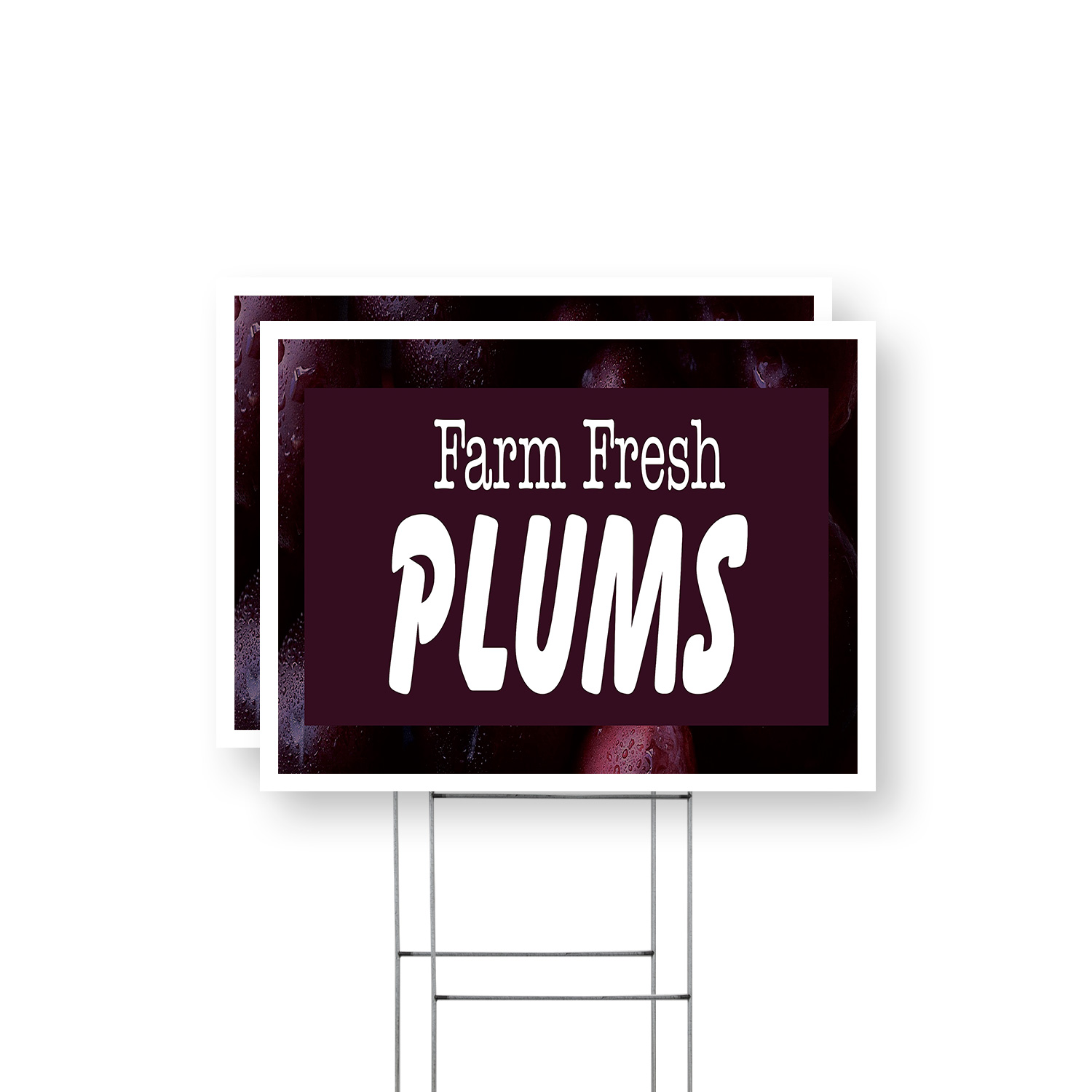 Farm Fresh Plums Yard Sign 2 Pack of 12 Inch x 16 Inch Double Sided ...