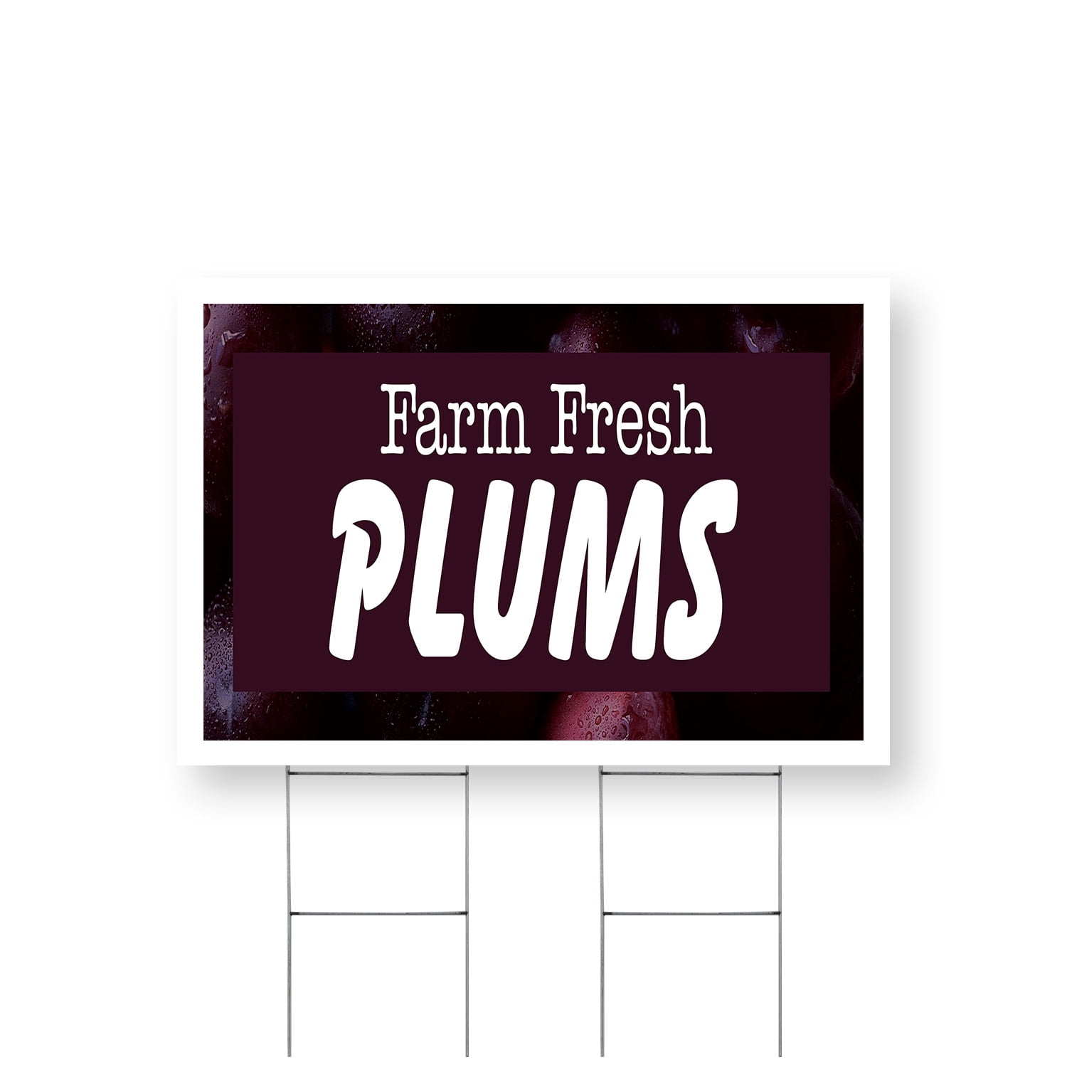 Farm Fresh Plums Yard Sign 24 Inch x 36 Inch Single Sided Weatherproof ...