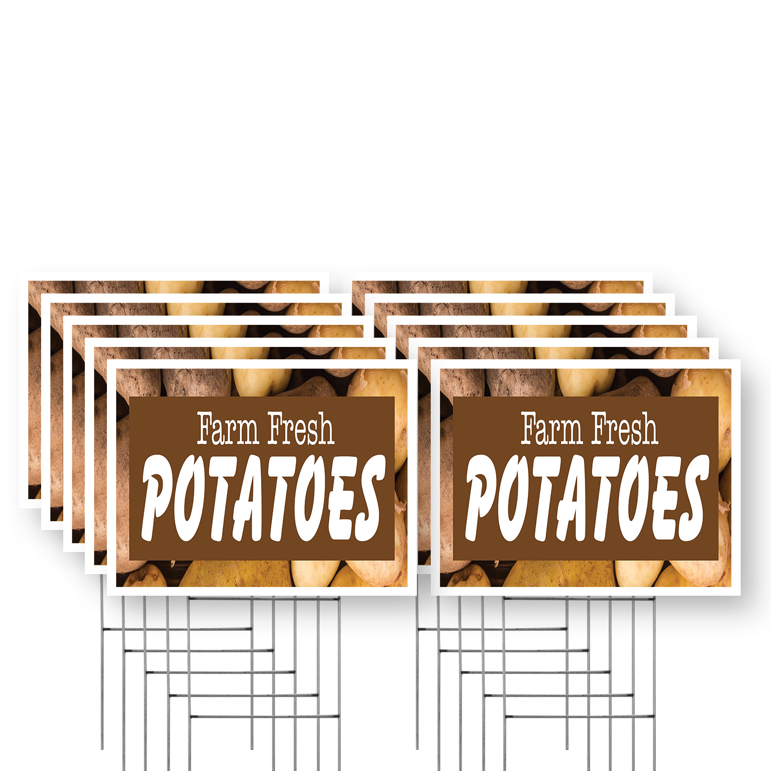 Farm Fresh Potatoes Yard Sign 10 Pack of 12 Inch x 16 Inch Double Sided ...