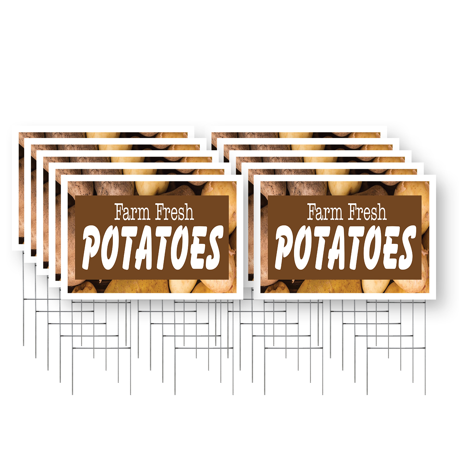 Farm Fresh Potatoes Yard Sign 10 Pack of 24 Inch x 36 Inch Single Sided ...
