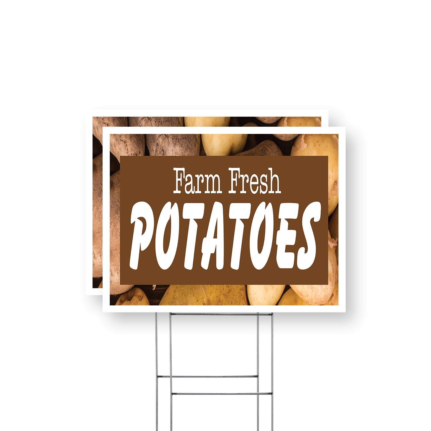 Farm Fresh Potatoes Yard Sign 2 Pack of 12 Inch x 16 Inch Single Sided ...