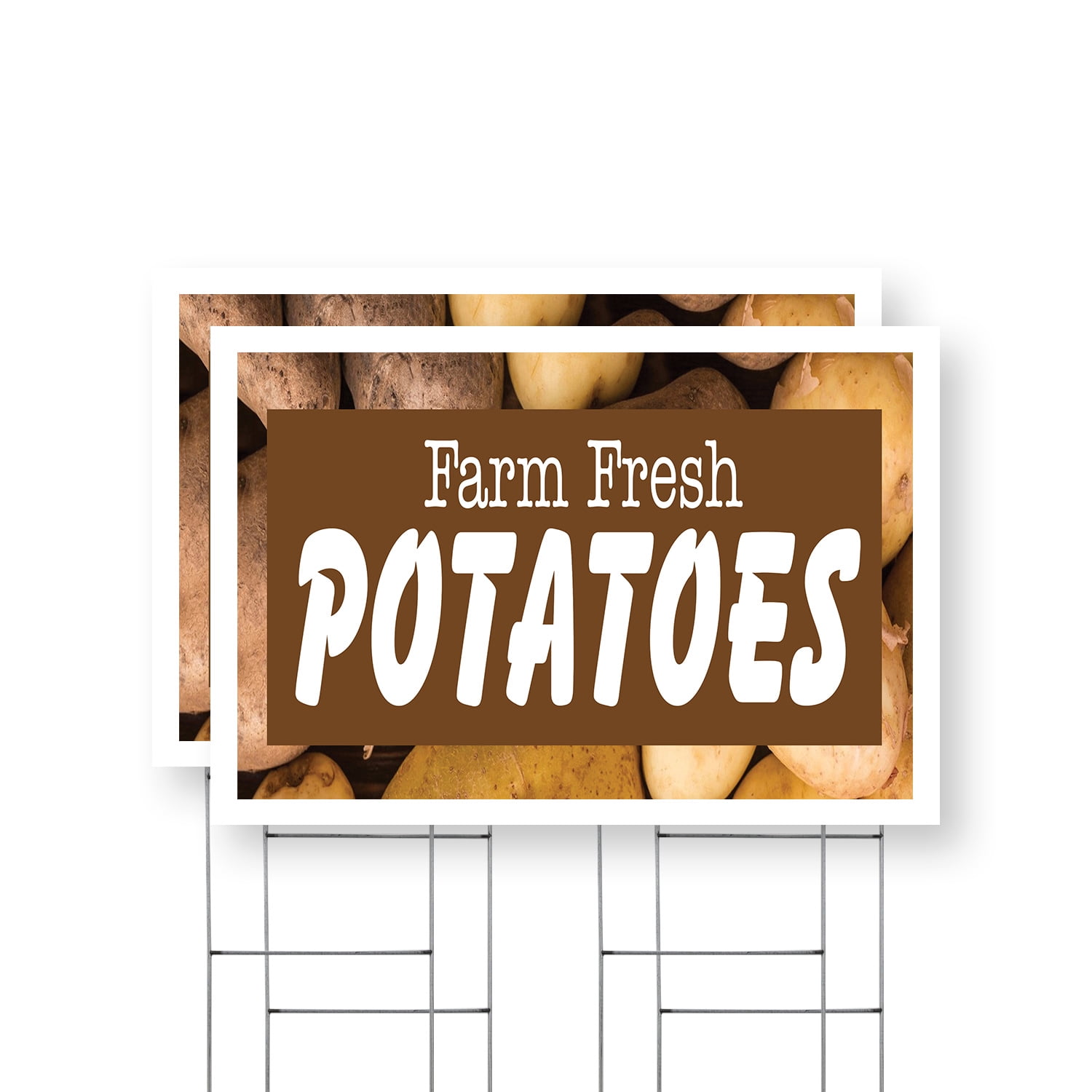 Farm Fresh Potatoes Yard Sign 2 Pack of 24 Inch x 36 Inch Single Sided ...