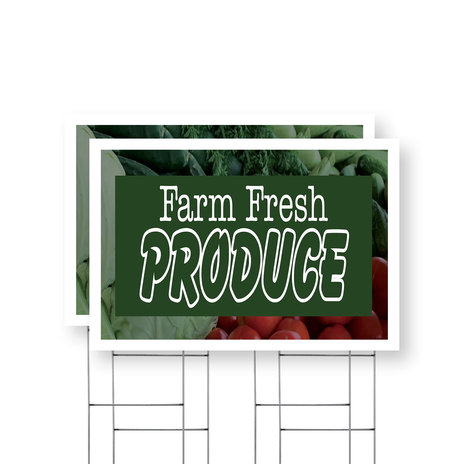 Farm Fresh Produce Yard Sign 2 Pack of 24 Inch x 36 Inch Single Sided ...