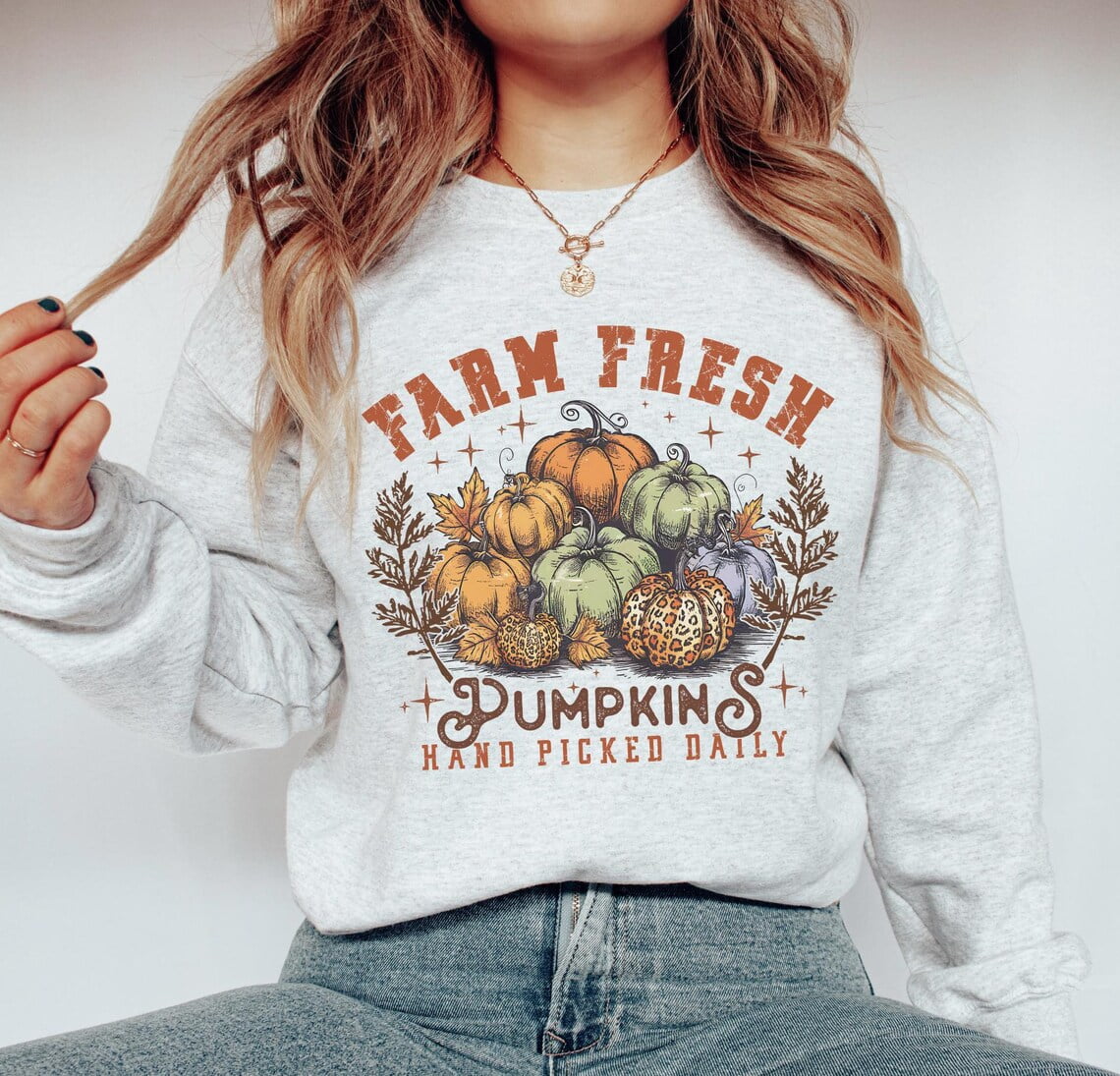 Farm Fresh Pumpkin Sweatshirt, Fall Crewneck Sweatshirt, Pumpkin Shirt ...