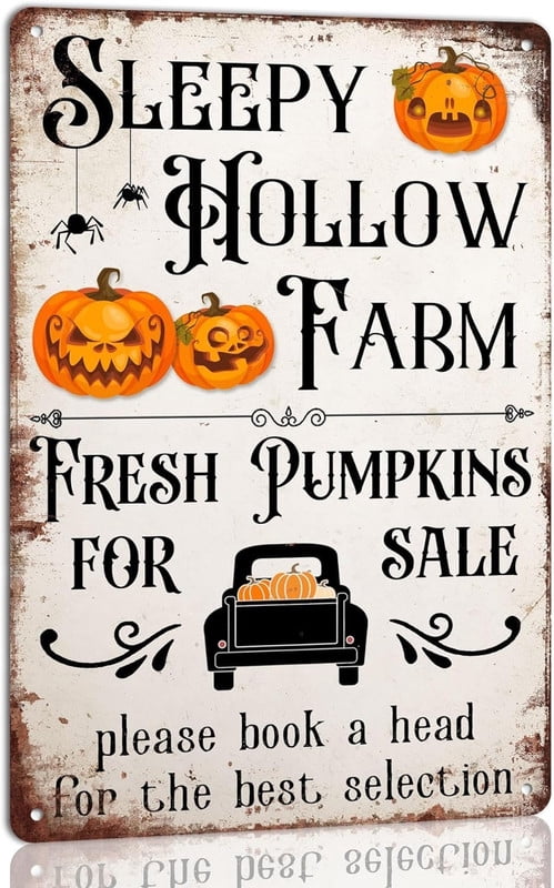 Farm Fresh Pumpkins Metal Tin Sign For Bar Cafe Kitchen Home Halloween ...