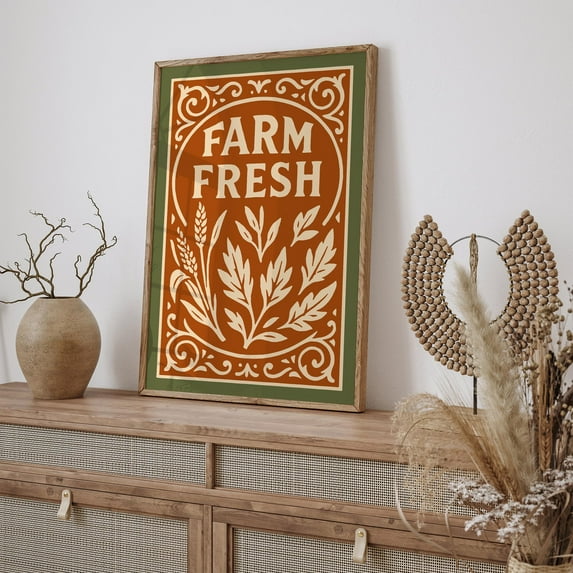 Farm Fresh Quote Print: Rustic Farmhouse Kitchen Wall Art UNFRAMED ...