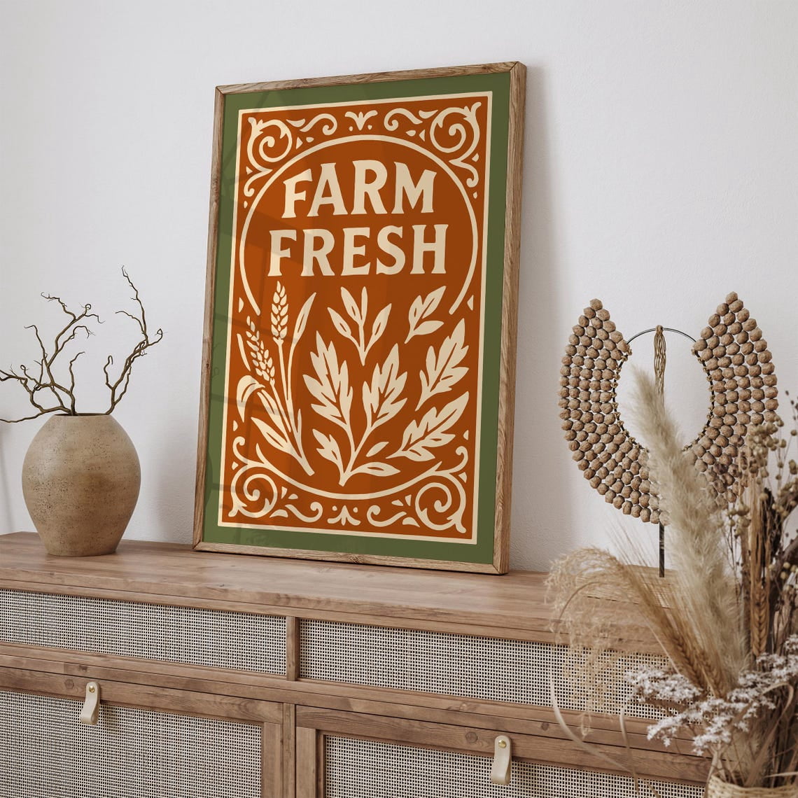 Farm Fresh Quote Rustic Farmhouse Kitchen Decor Poster, Stretched ...