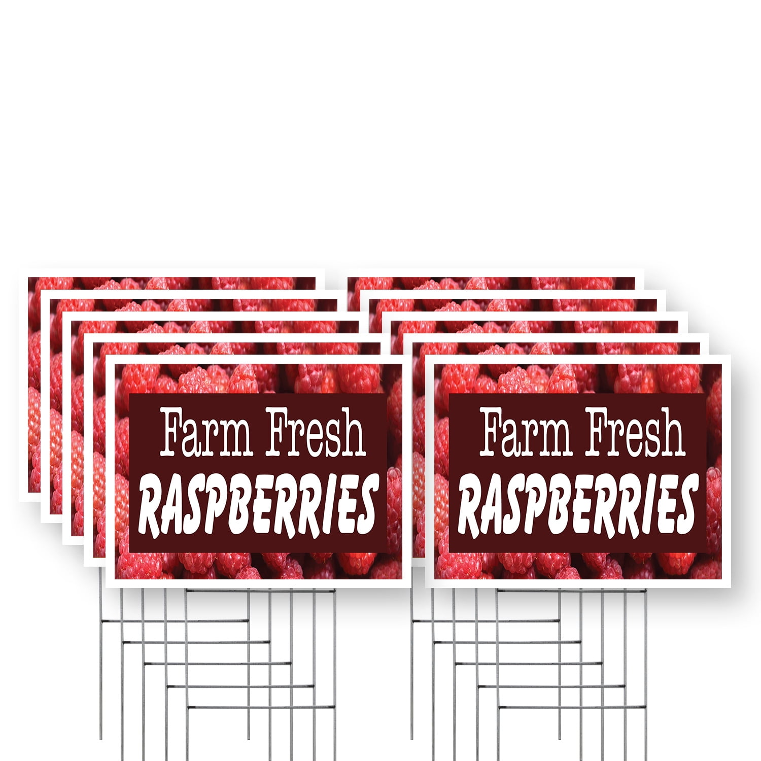 Farm Fresh Raspberries Yard Sign 10 Pack of 12 Inch x 16 Inch Single ...