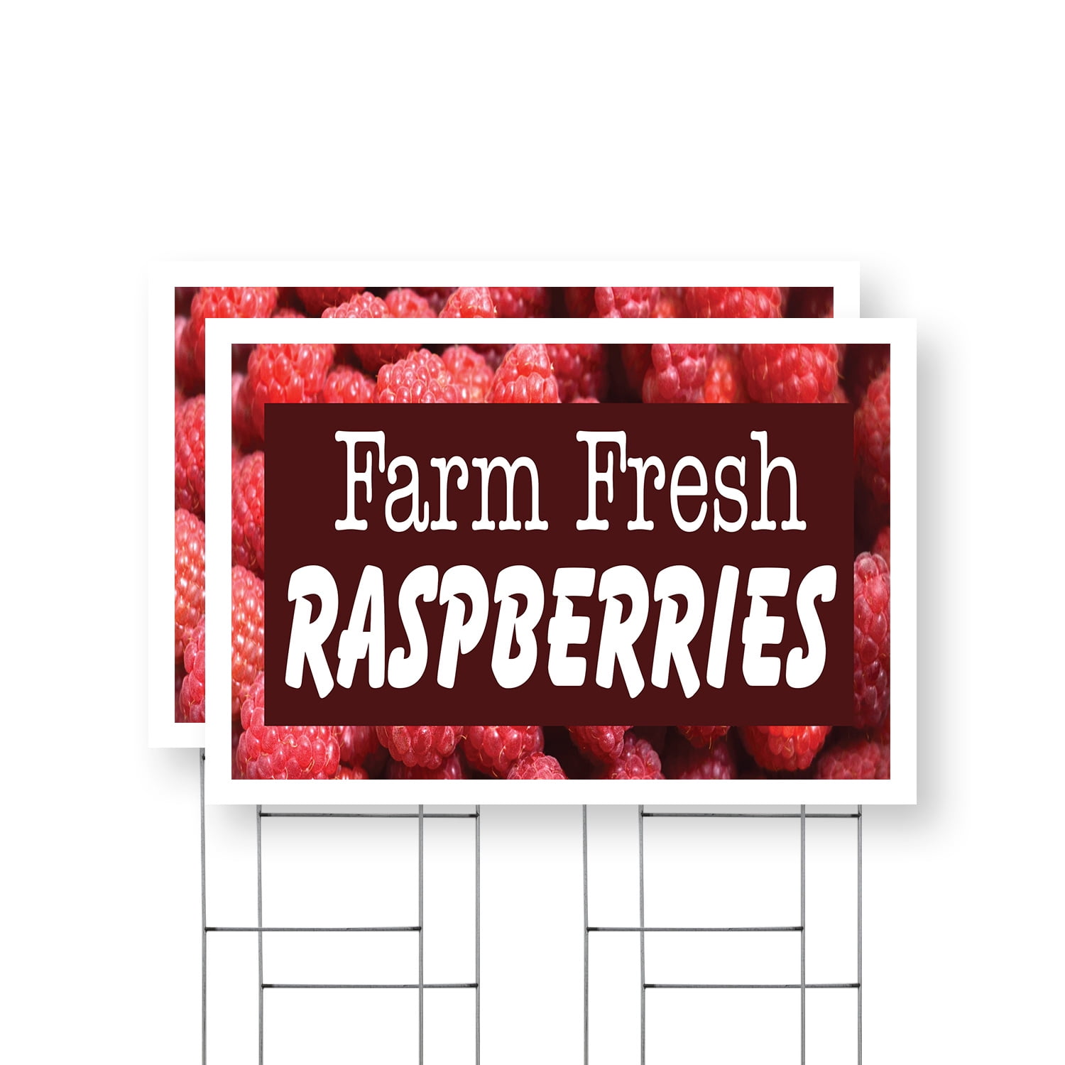 Farm Fresh Raspberries Yard Sign 2 Pack of 24 Inch x 36 Inch Double ...