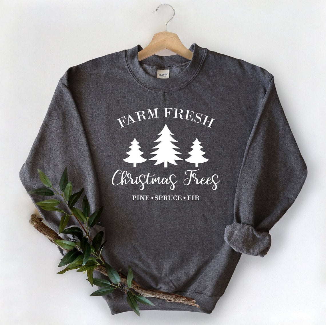 Farm Fresh Season Trees Sweatshirt, Pine Spruce Fir Sweater, Season ...