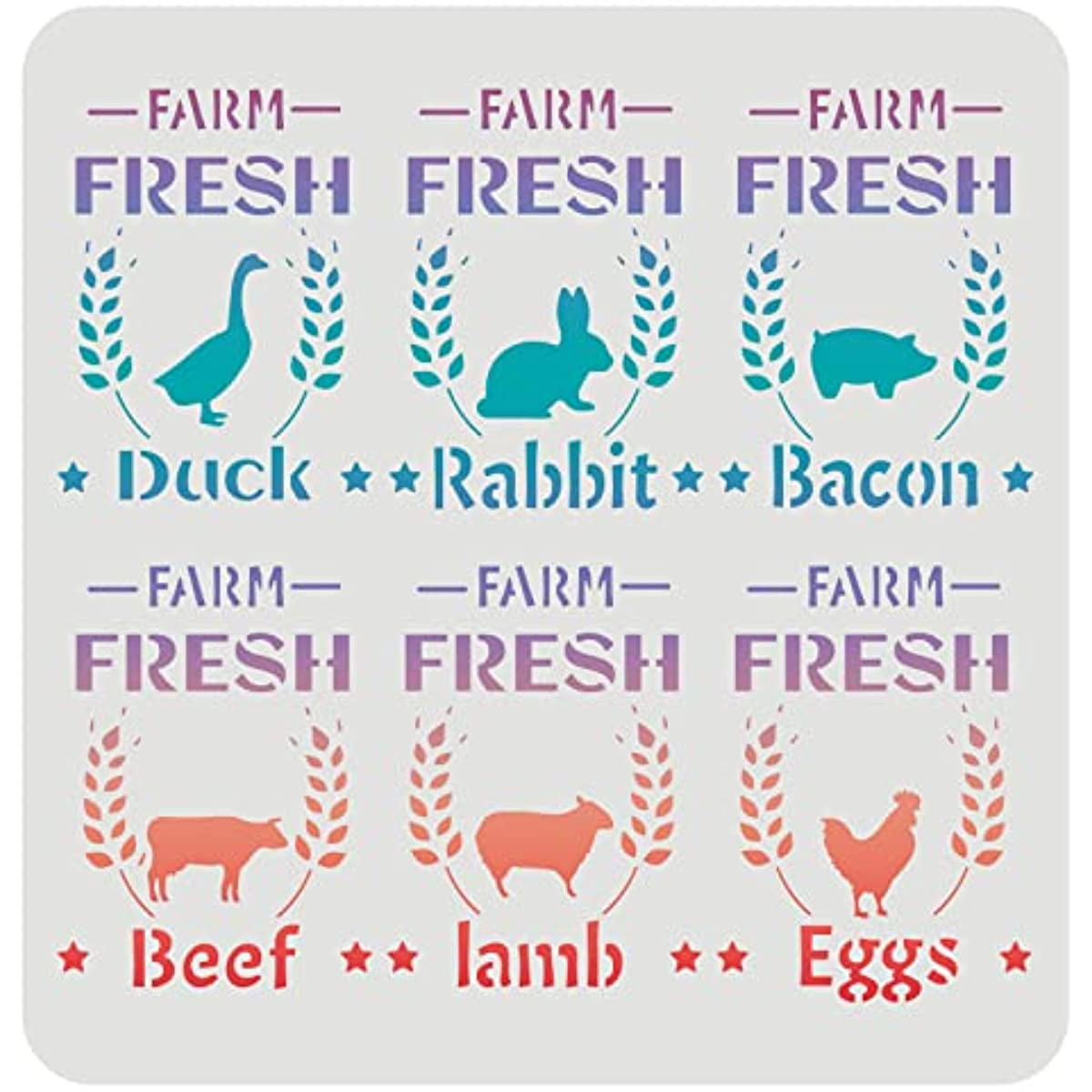 Farm Fresh Sign Stencil Farmhouse Reusable Template 11.8x11.8 inch Duck ...