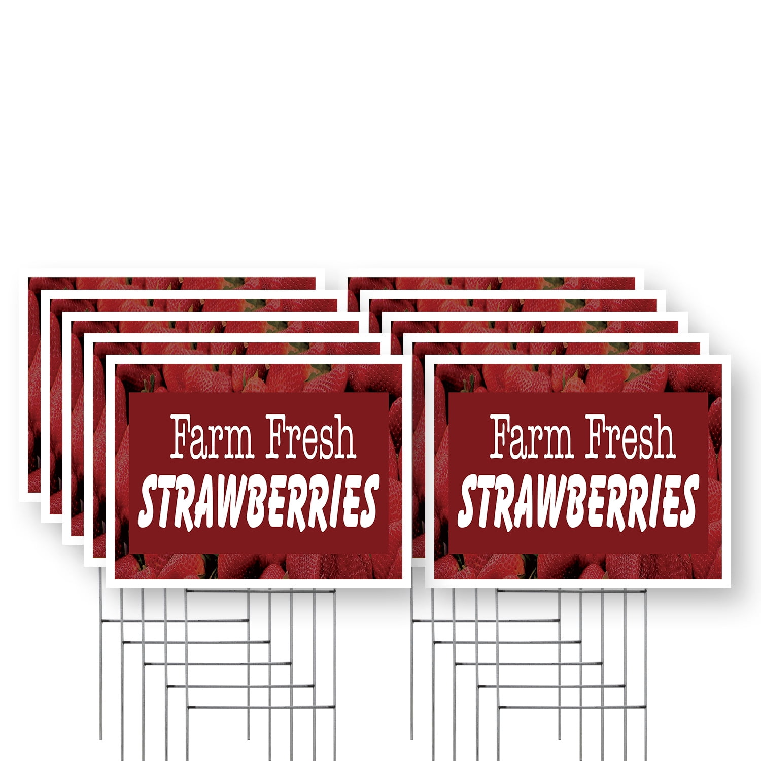 Farm Fresh Strawberries Yard Sign 10 Pack of 12 Inch x 16 Inch Double ...