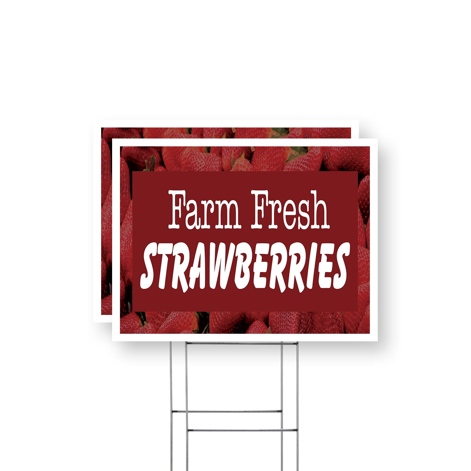 Farm Fresh Strawberries Yard Sign 2 Pack of 18 Inch x 24 Inch Double ...