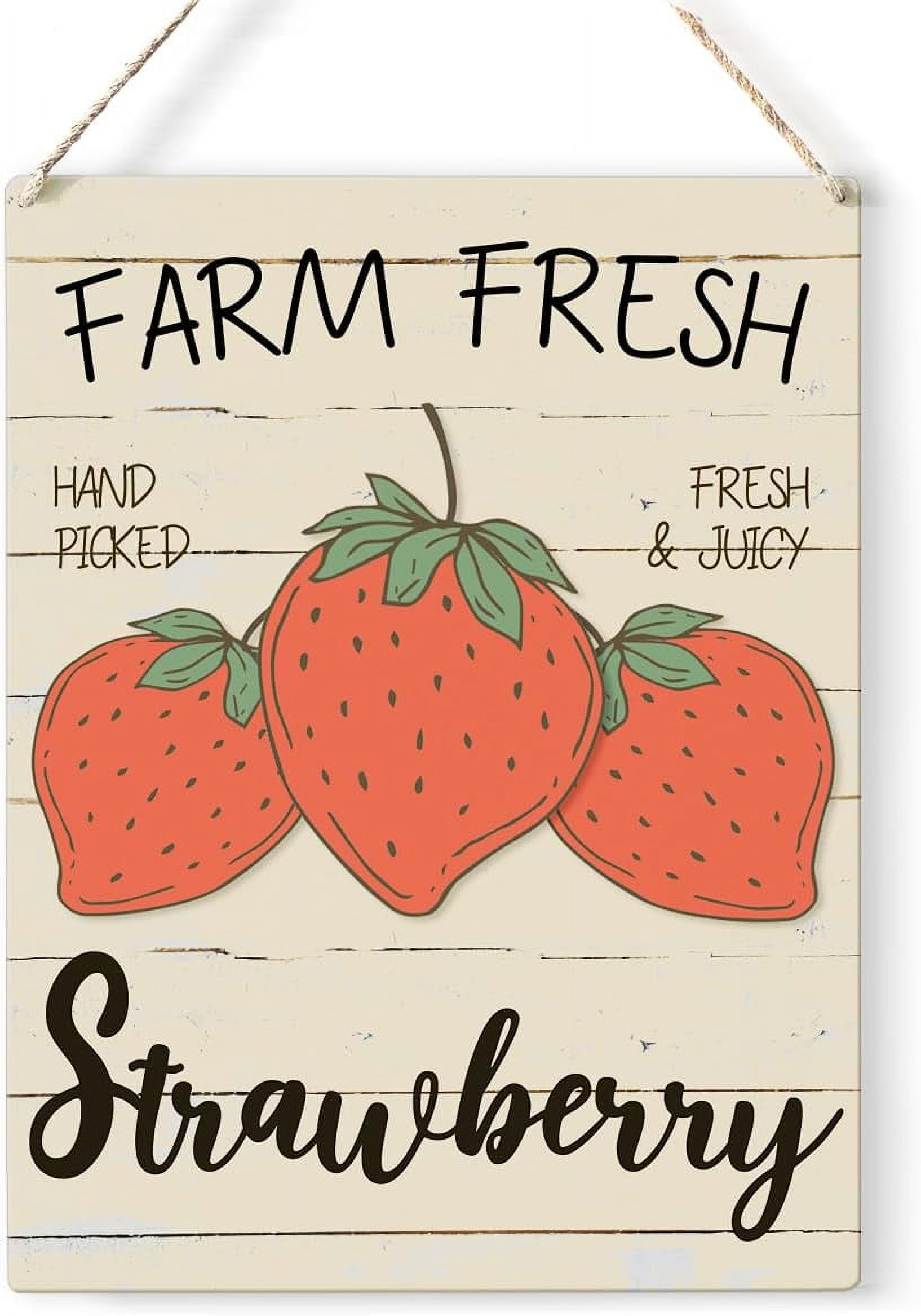Farm Fresh Strawberry Wood Sign Strawberry Quote Wooden Signs Rustic ...