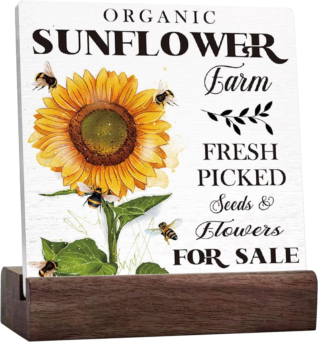 Farm Fresh Sunflower Ceramic Table Sign Organic Sunflower Farm Wooden ...