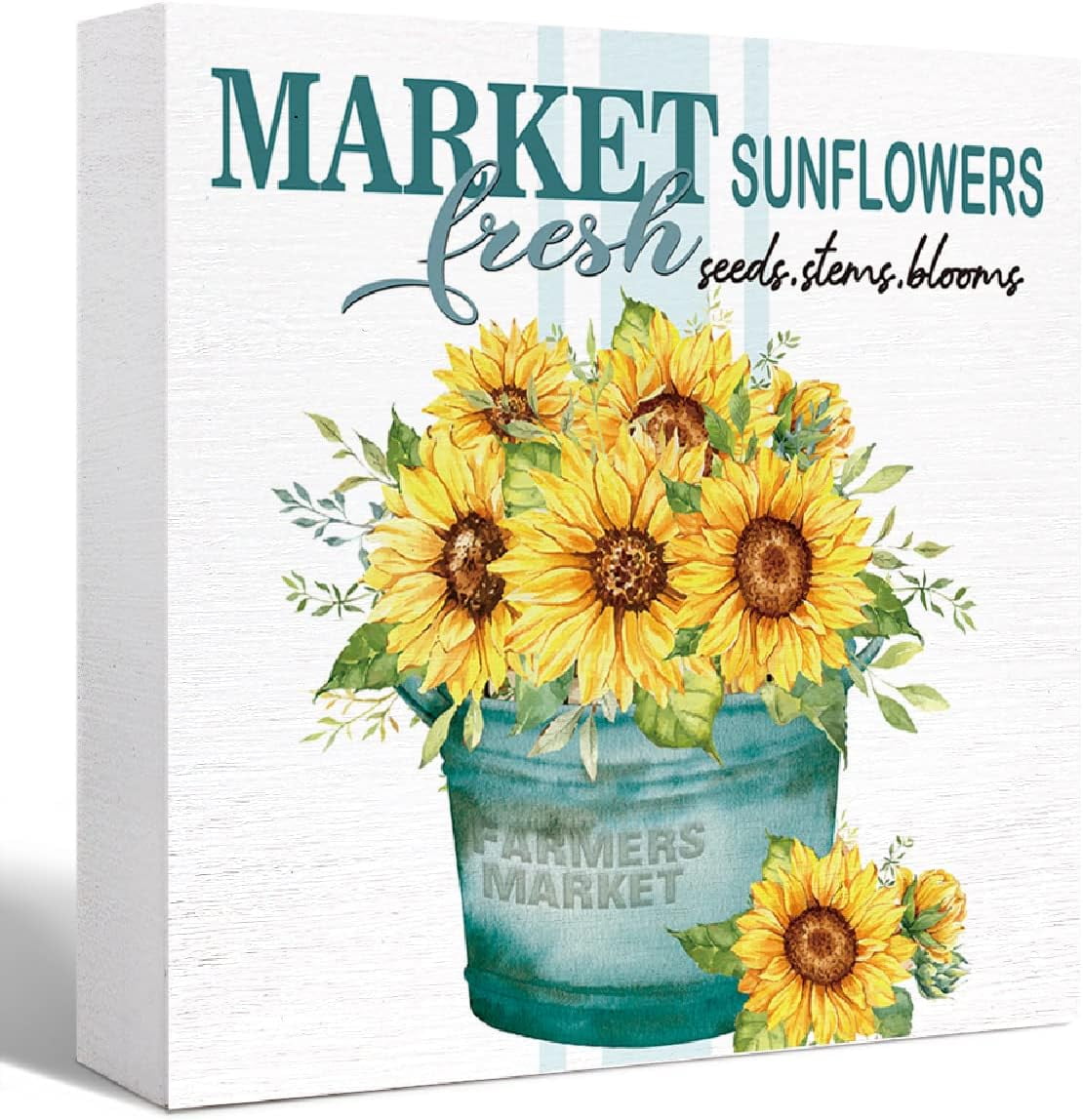 Farm Fresh Sunflower Wood Box Sign Market Sunflowers Wooden Block Sign ...