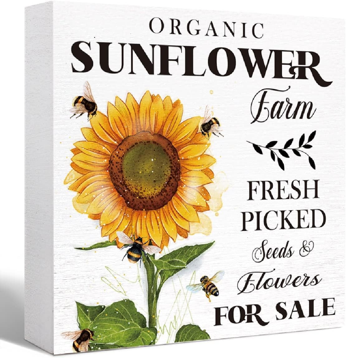Farm Fresh Sunflower Wood Box Sign Organic Sunflower Farm Wooden Block ...