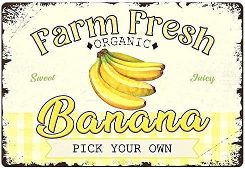 Farm Fresh Sweet Juicy Banana Metal Tin Sign, Retro Fruit Poster ...