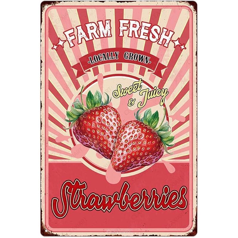 Farm Fresh Sweet Juicy Cherries Vintage Metal Tin Sign Retro Fruit ...