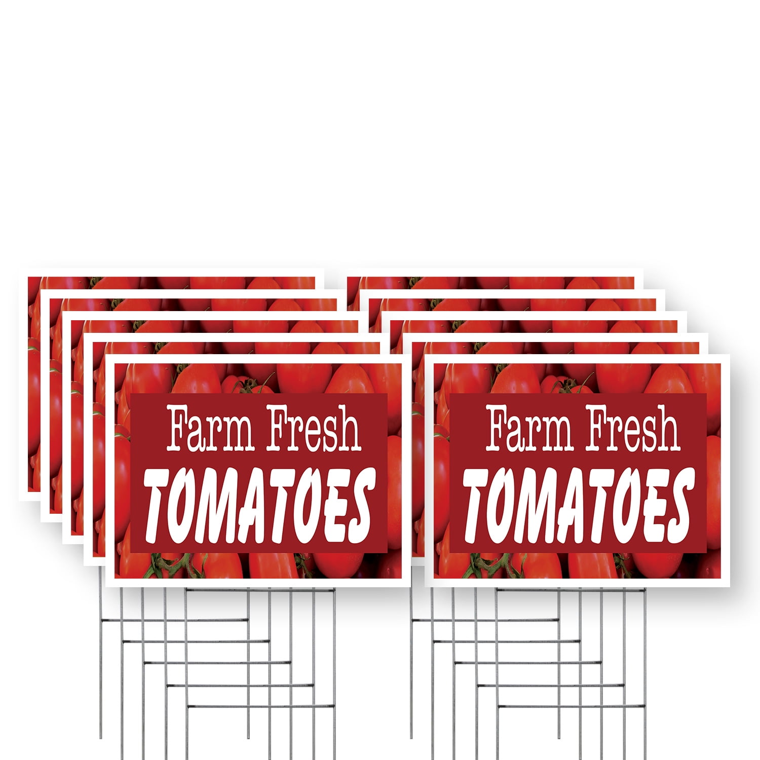 Farm Fresh Tomatoes Yard Sign 10 Pack of 18 Inch x 24 Inch Double Sided ...