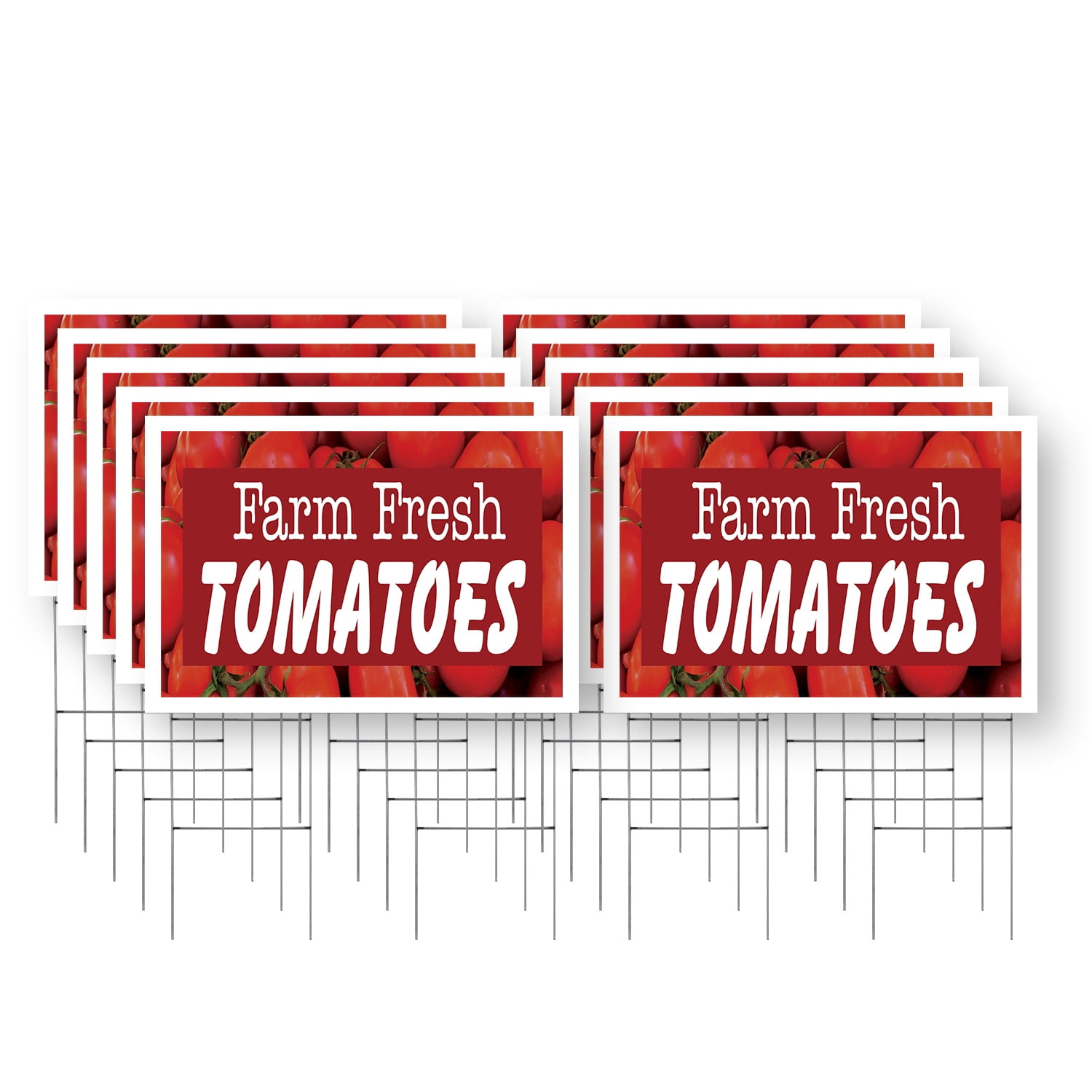 Farm Fresh Tomatoes Yard Sign 10 Pack of 24 Inch x 36 Inch Double Sided ...