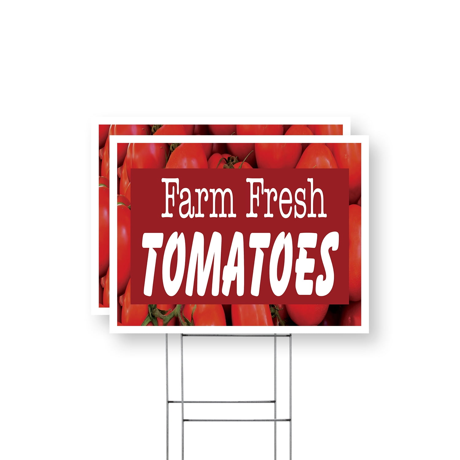 Farm Fresh Tomatoes Yard Sign 2 Pack of 18 Inch x 24 Inch Single Sided ...
