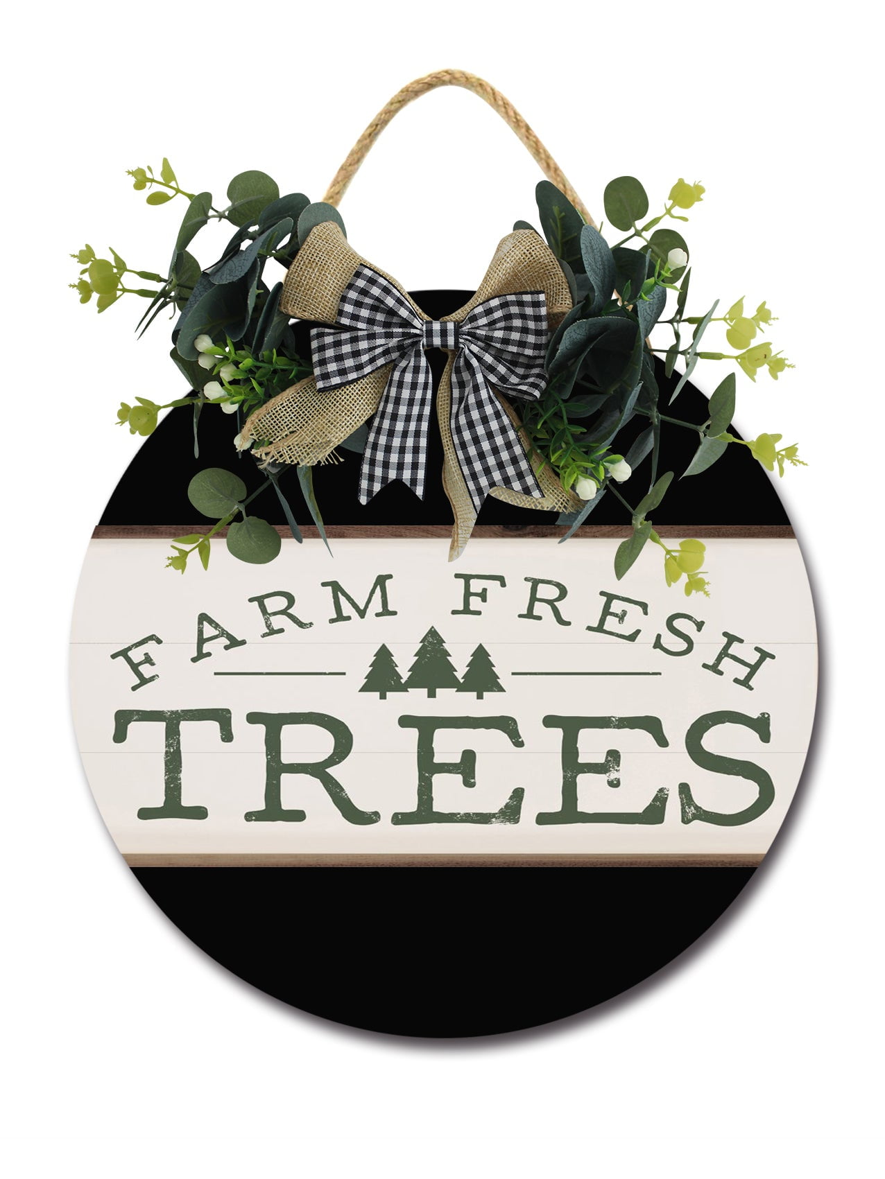 Farm Fresh Trees Door Sign Home Decor Round Wood Wreaths Wall Hanging ...