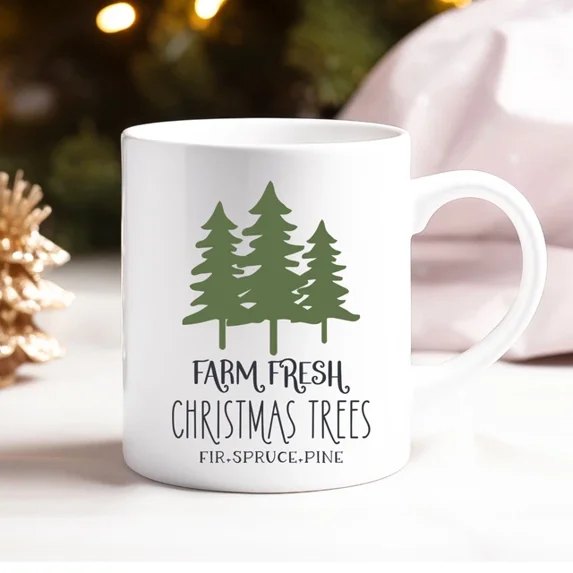 Farm Fresh Trees Mug Coffee Cup Rustic Winter Cabin Decor - Walmart.com