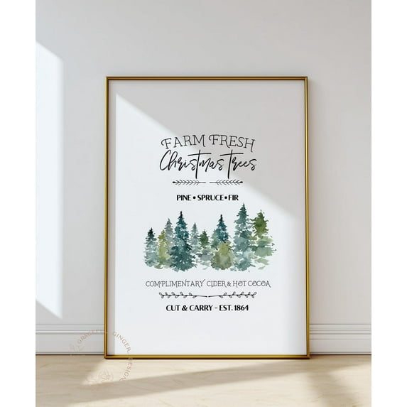 Farm Fresh Winter Trees Print, Rustic UNFRAMED Poster, Wall Art for ...