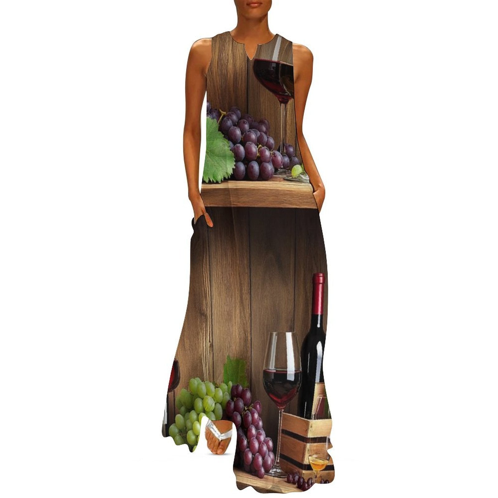 Farm Fruits Grape Wine Glass Long Dress luxury evening dresses women ...