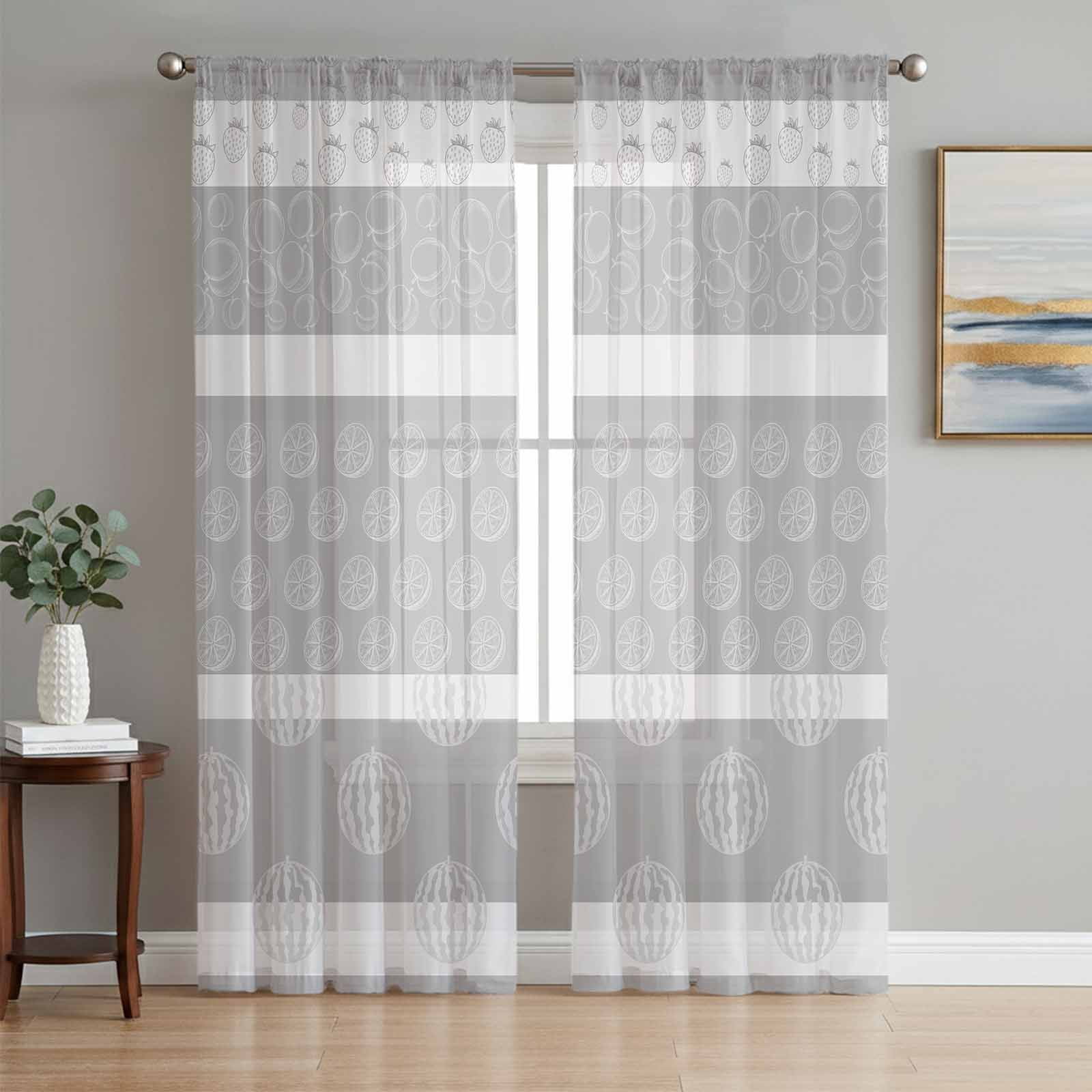 Farm Fruits Sheer Curtains 72 Inch Length 2 Panels Set Window ...