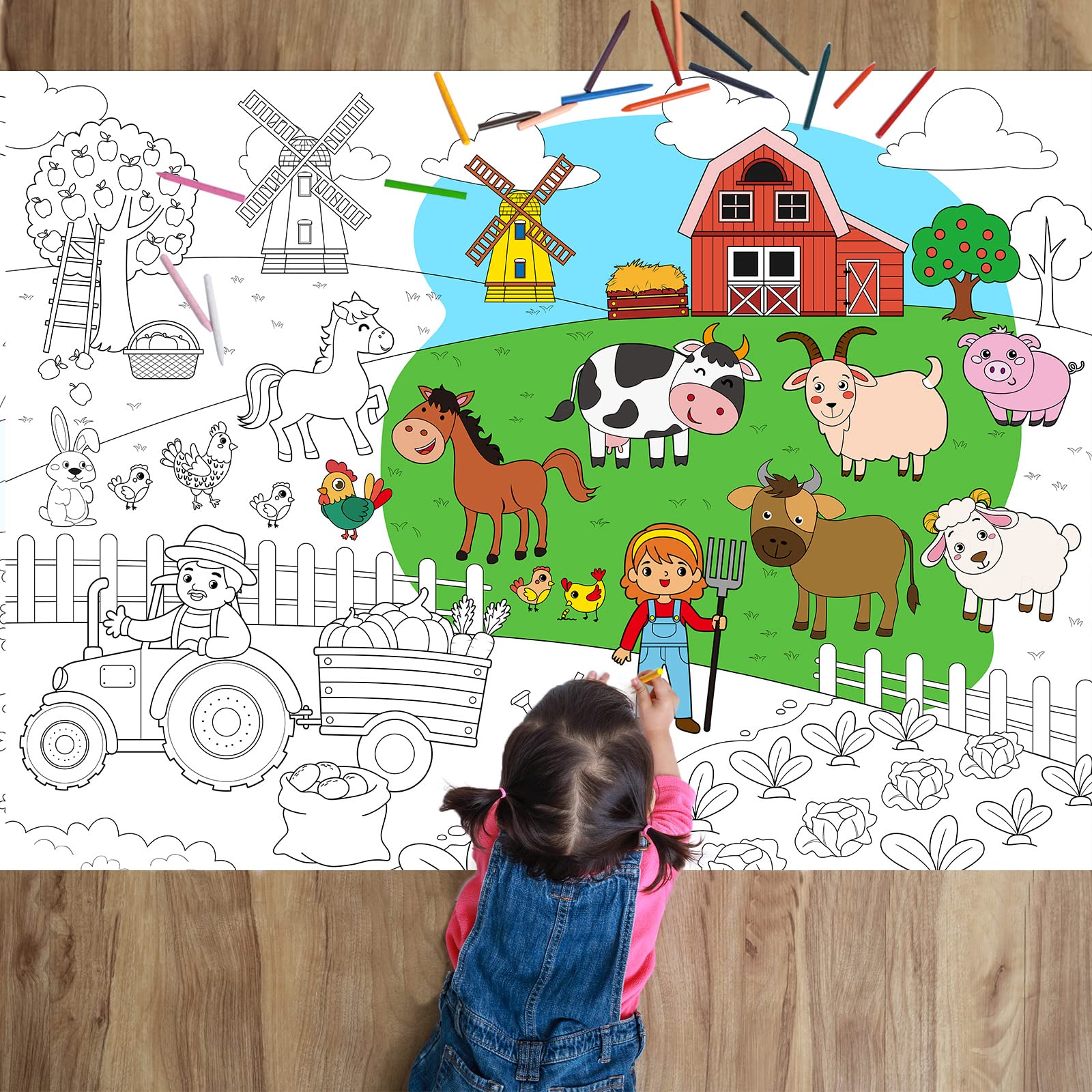 Farm Giant Coloring Poster for Kids Large Coloring Animals Drawing Roll ...