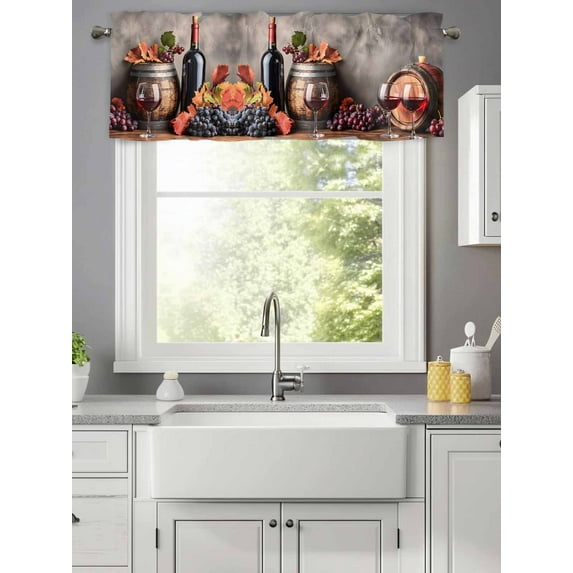 Farm Grapes Wine Barrel Valances for Windows,Rod Pocket Valance for ...