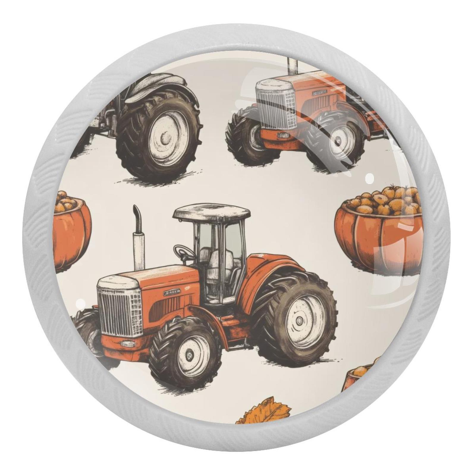 Farm Harvest Tomatoes and Tractors Crystal Glass Drawer Knob Pull ...