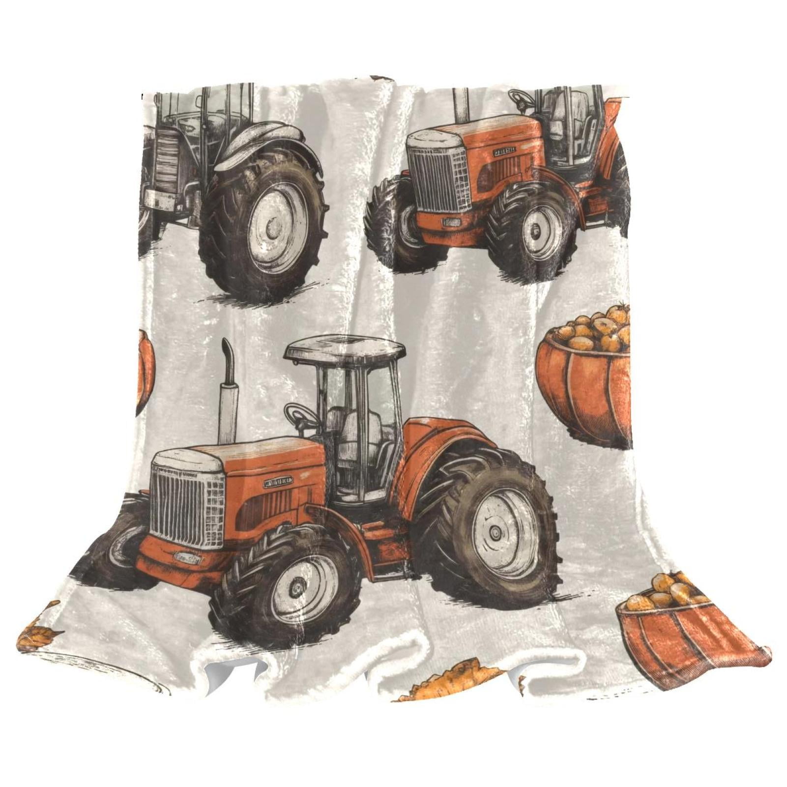 Farm Harvest Tomatoes and Tractors Plush Throw Blanket for Couch 59" x ...
