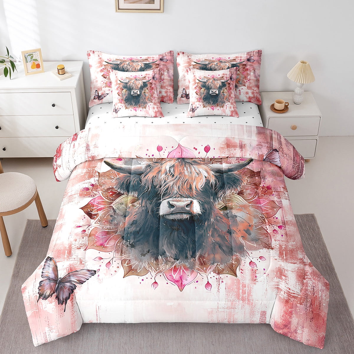 Farm Highland Cow Full Comforter Set 7 Pieces for Kids Teens Adults ...