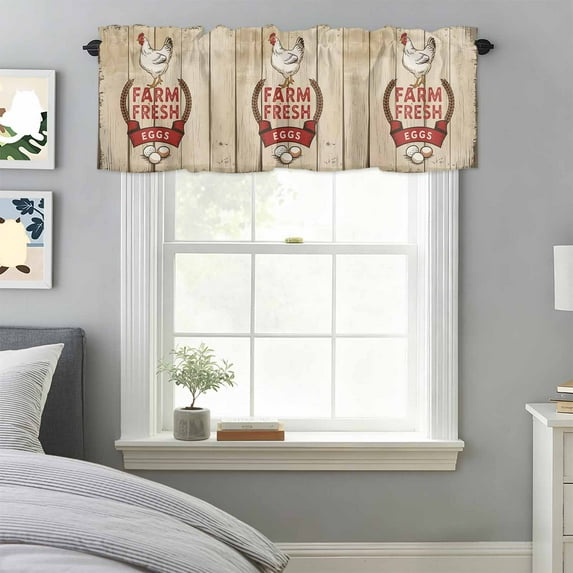 Farm Home Eggs Valances for Windows,Rod Pocket Valance for Kitchen ...