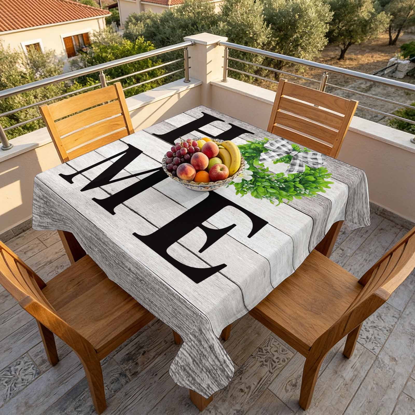 Farm Home Leaf Wreath Table Cloth 60x60in, Waterproof Square Tablecloth ...