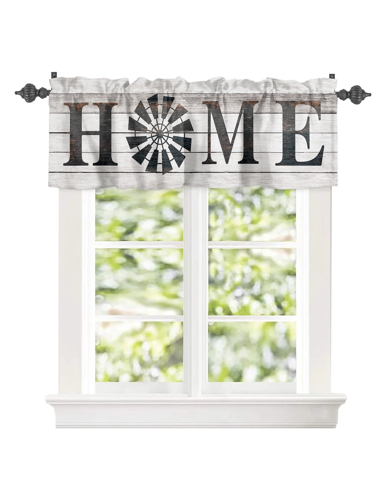 Curtain Valance for Windows Farm Home Windmill Kitchen Valances Rod ...