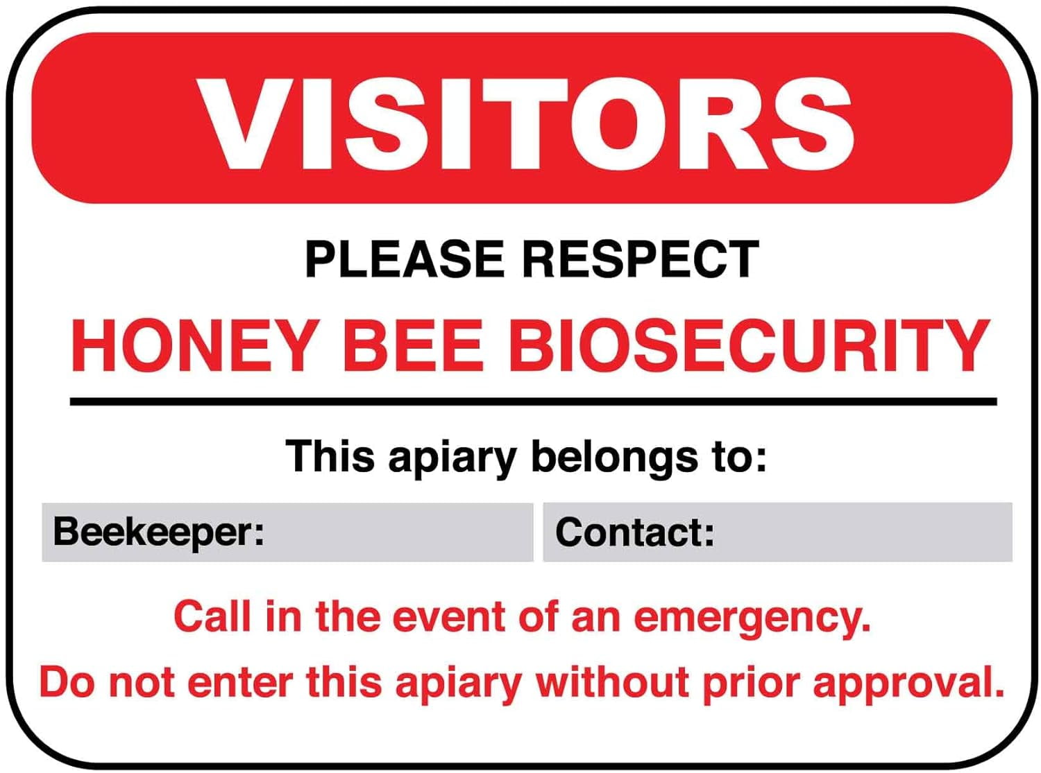 Farm Honey Bee Biosecurity Sign Metal Tin Sign12x16 Inches Caution ...
