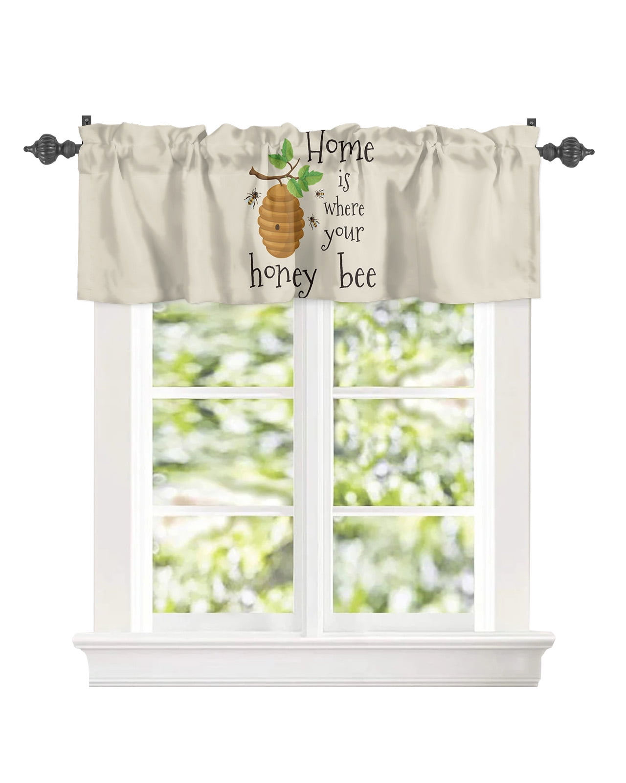 Farm Honeycomb Bumblebee Green Leaf Window Treatment Panel for Living ...