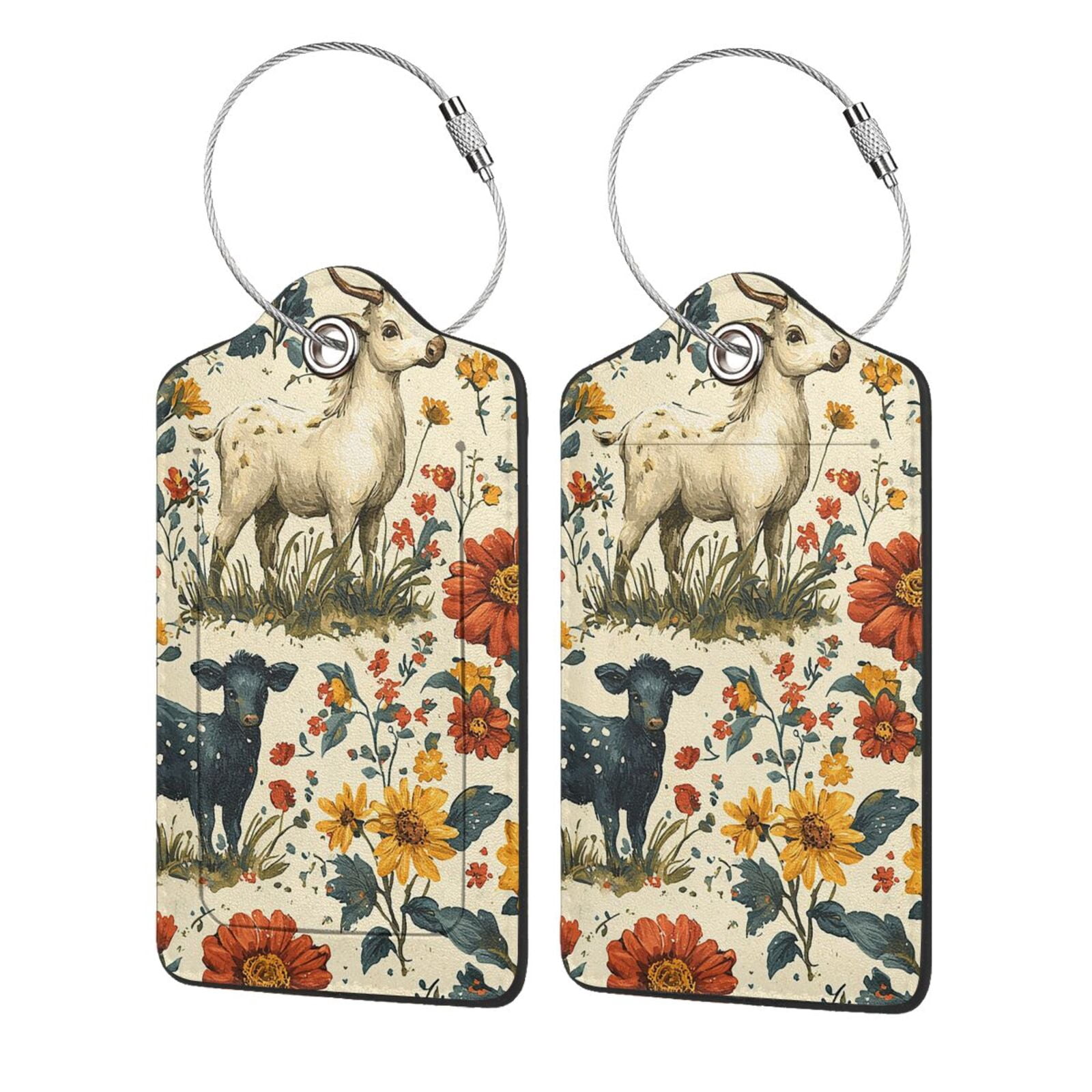 Farm House Animals Goat Luggage Tag for Suitcase 2 Pack Leather Travel ...