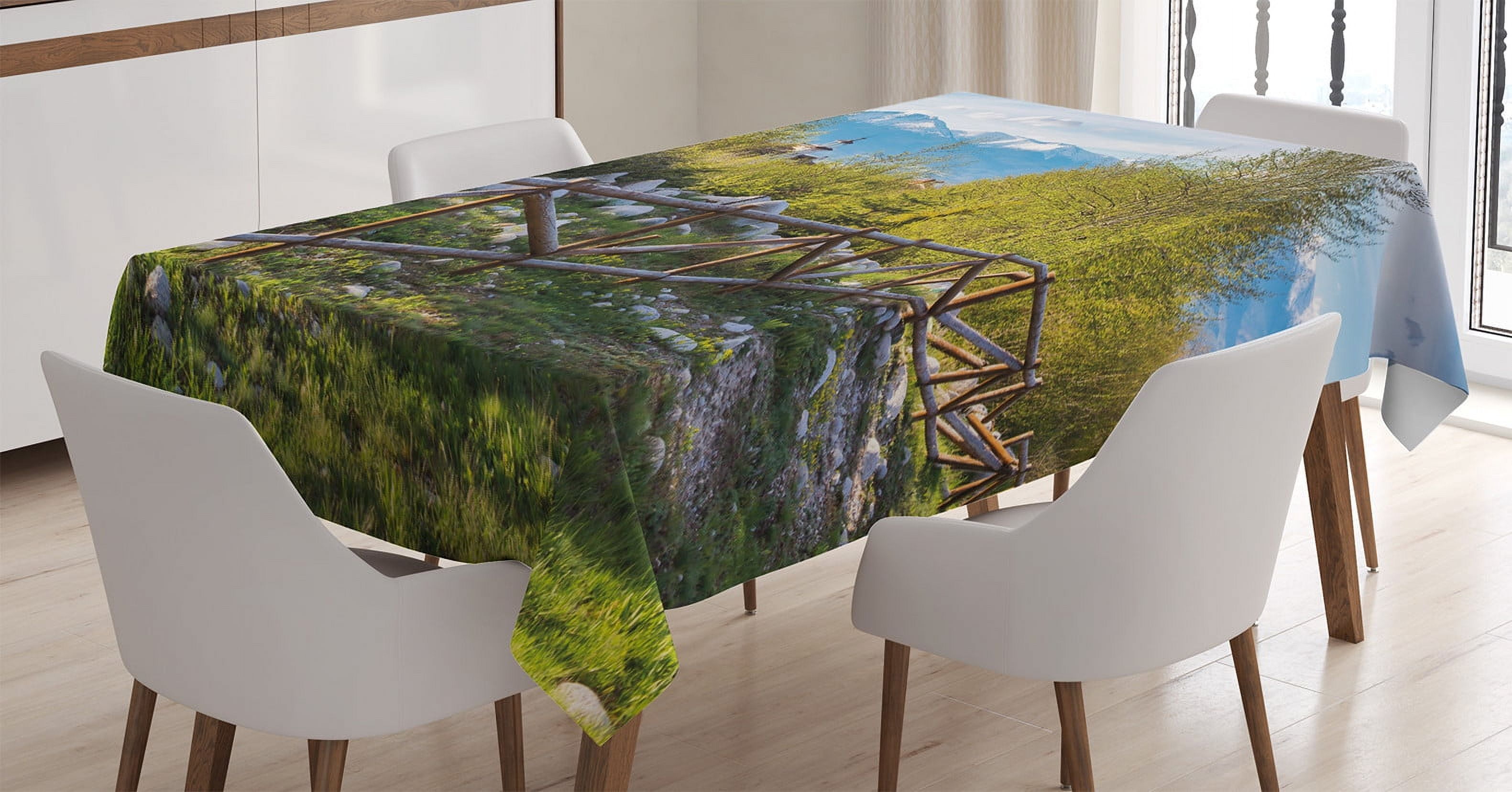 Ambesonne Landscape Tablecloth Rectangular Table Cover, Snowy Alps ...