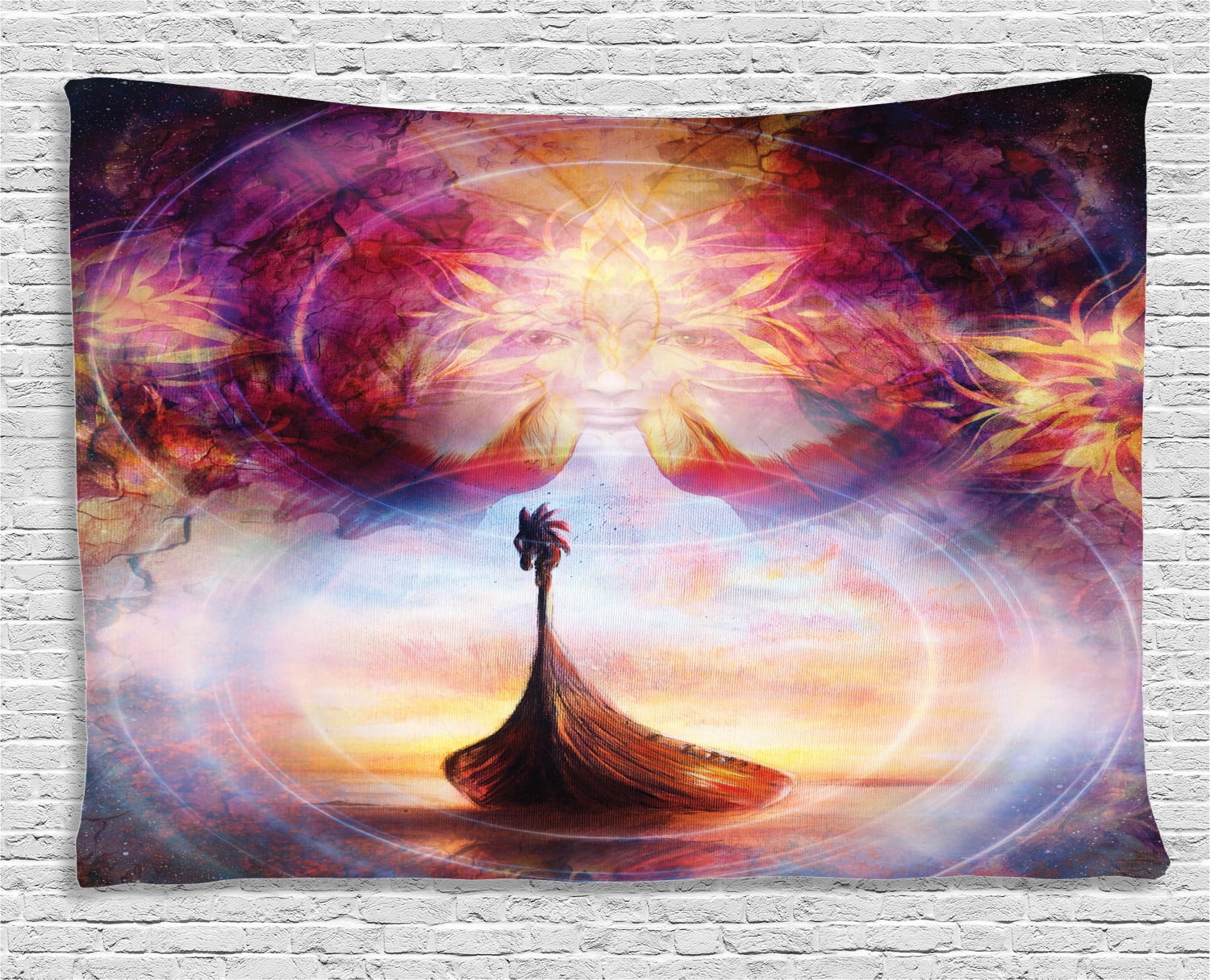 Farm House Decor Tapestry, Digital Overlapping Psychedelic Mystical ...