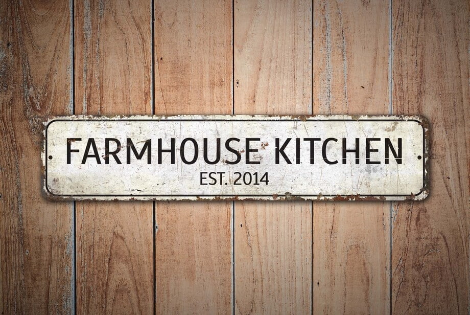 Farm House Kitchen Farm House Sign Kitchen EST Date Vintage Style Sign ...