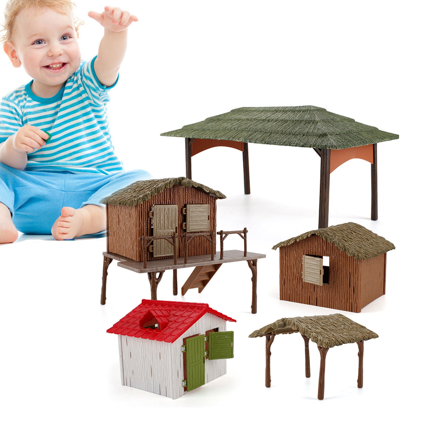Farm House Model DIY Assembly Children Gift Plastic Farm Hut House ...