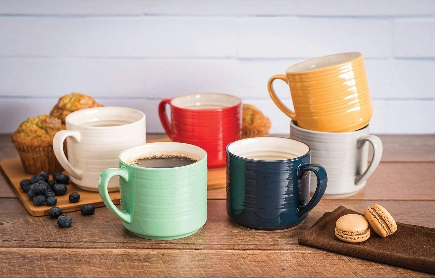 Farm House Multi-Color 6-Piece Stoneware 17 oz. Mug Set - Walmart.com