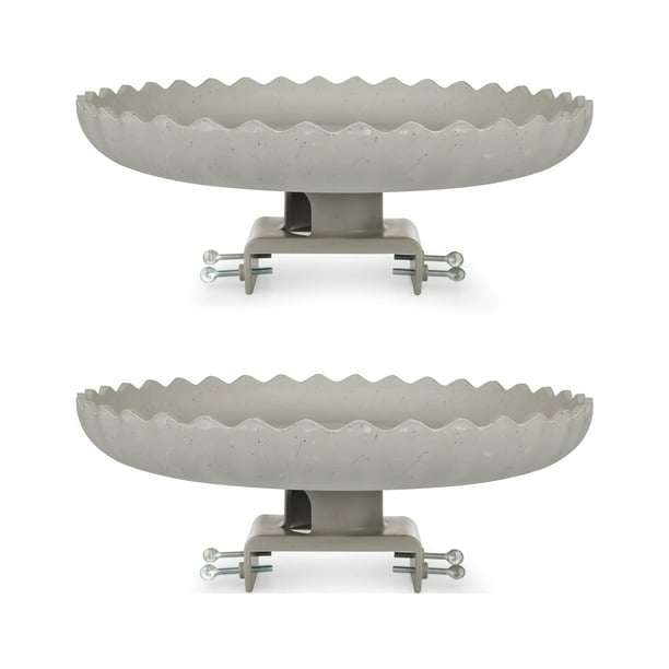 Farm Innovators Stone Scallop Heated Birdbath w/ Deck Mount, Gray (2 ...